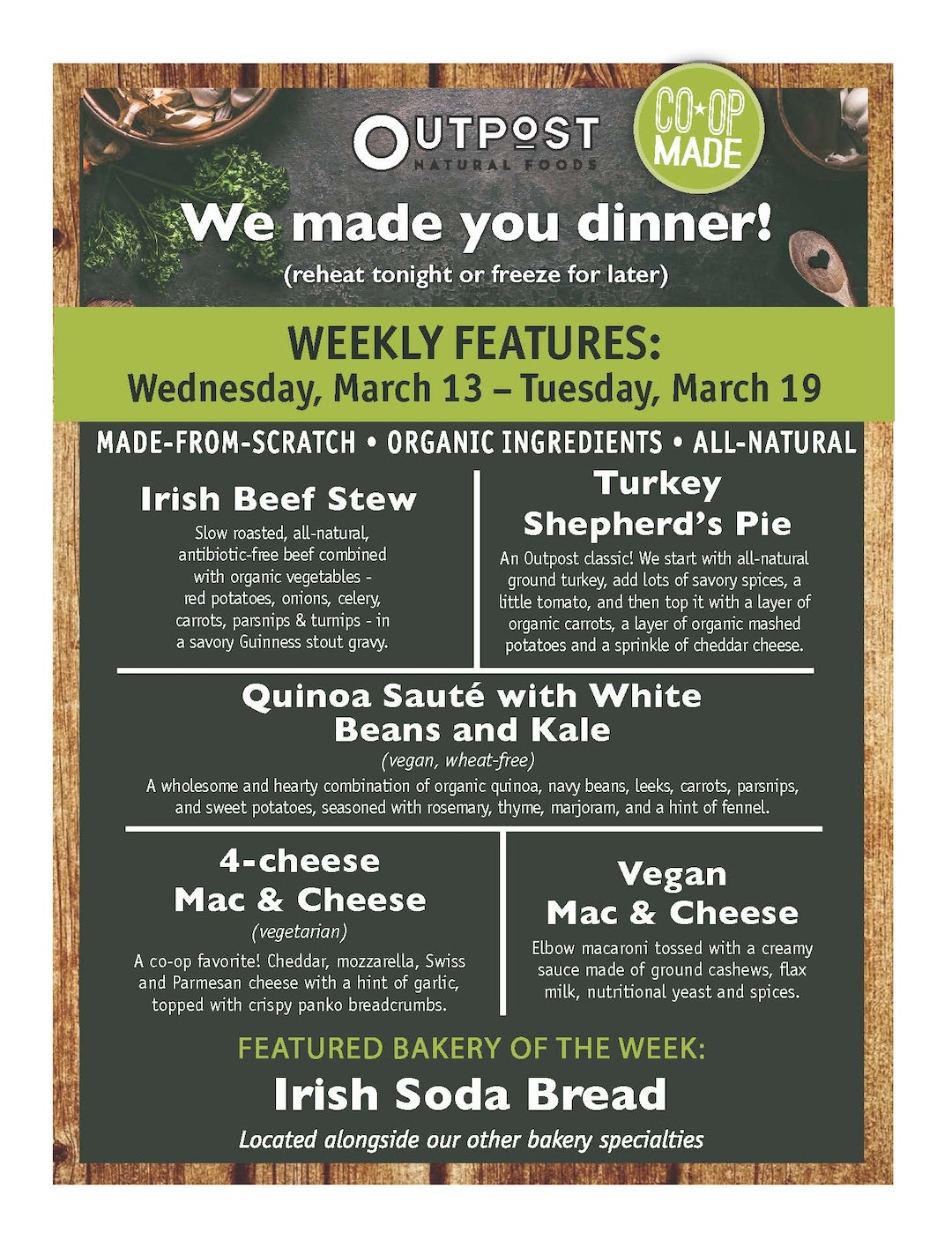 Menus · Outpost Natural Foods